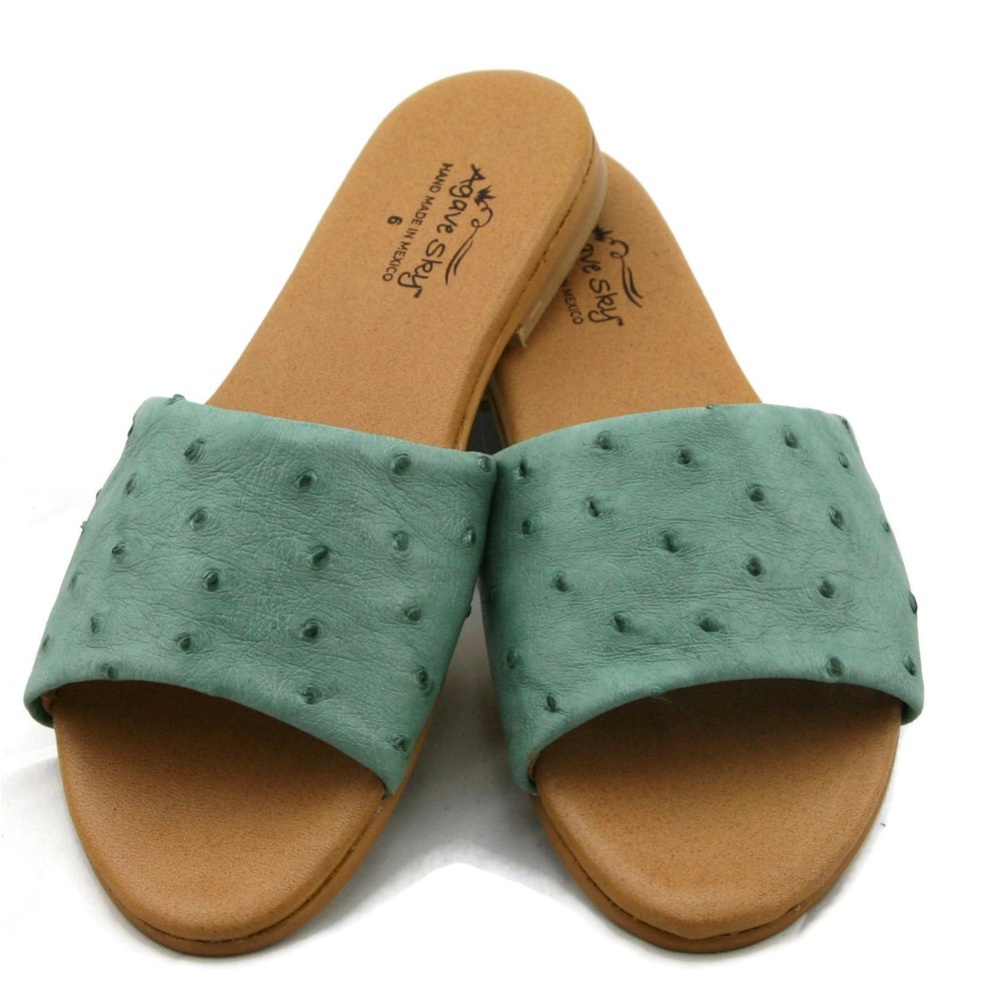 Agave Sky Genuine Ostrich Sandals Gem